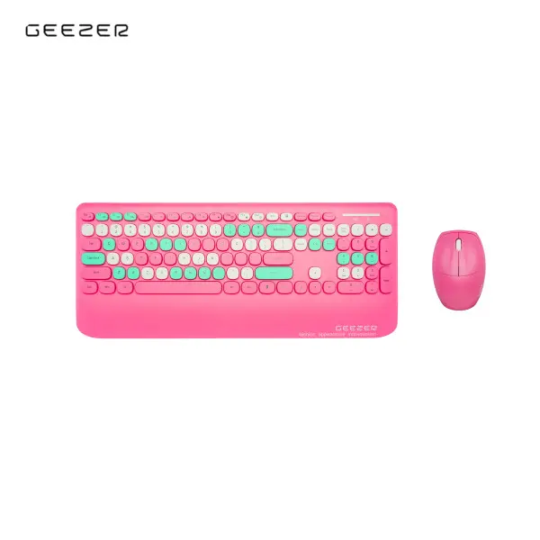 GEEZER WL RETRO set tastatura i miš u PINK boji