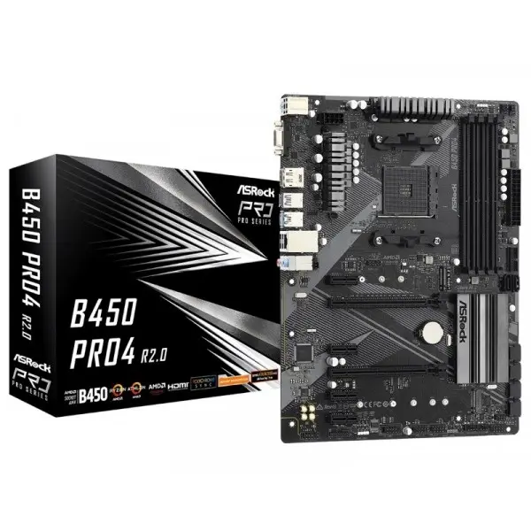 ASROCK Matična ploča B450 PRO4 R2.0 crna