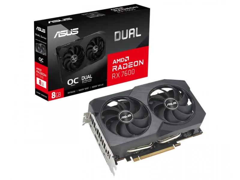 ASUS AMD Radeon RX 7600 Grafička kartica 8GB, 3xDP, 1xHDMI, DUAL-RX7600-O8G-V2