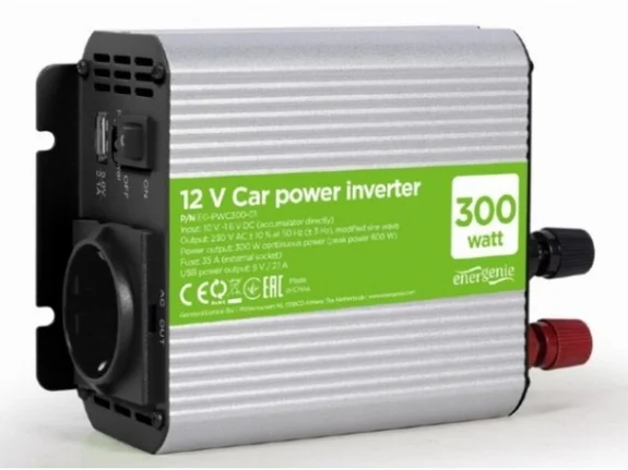 Gembird Auto inverter 12V DC/AC 300W+USB port EG-PWC300-01