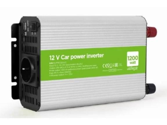 Gembird Auto inverter 12V DC/AC 1200W+USB port EG-PWC1200-01