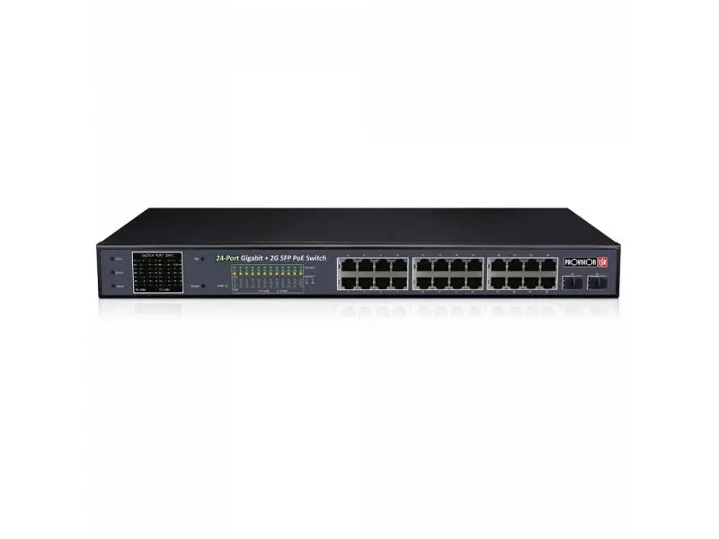 PROVISION POES-24370GCL+2SFP 24-portni Giga PoE Svič 370W+2 SFP Crni