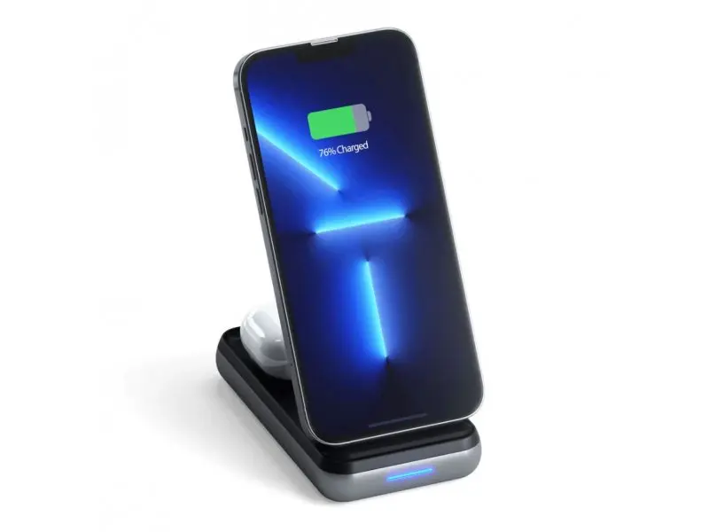 SATECHI Prenosivi punjač Duo Wireless Charger Power Bank Stand 10000 mAh za iPhone i Airpods, Space Grey