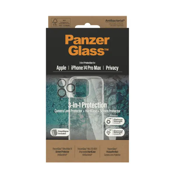 PANZERGLASS Privacy zaštitno staklo, futrola i zaštita za kameru iPhone 14 Pro Max Bundle