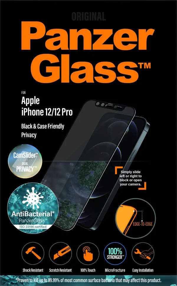 PANZERGLASS Zaštitno staklo za iPhone 12/12 Pro Case Friendy CamSlider Privacy AB