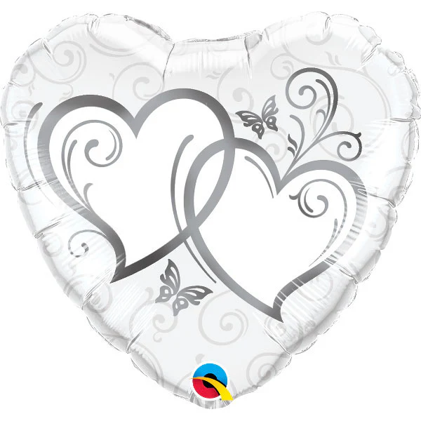 Heart Entwined Hearts Silver Folija Balon