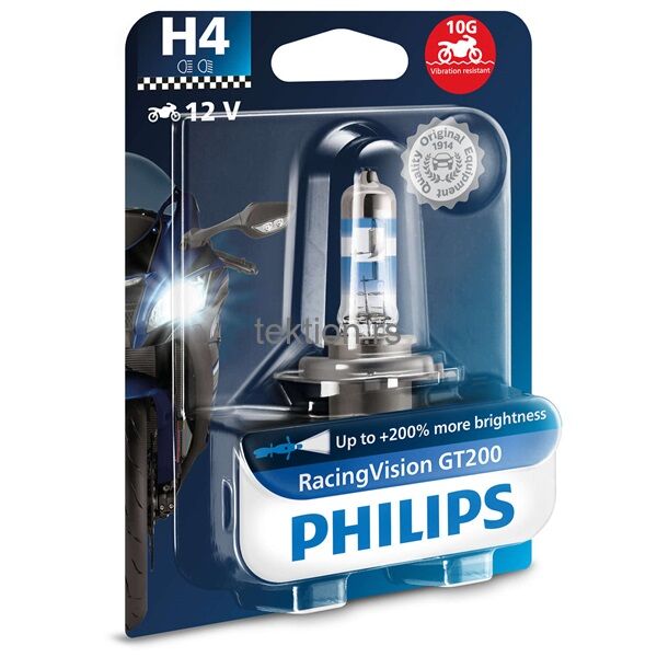 Philips 12V H4 60/55W +200% Racing Vision Moto GT200 blister