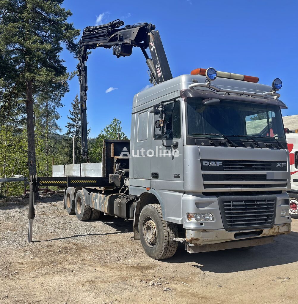 DAF XF 95.480 *6x2 *crane HIAB 288 *JIB *WINCH *PLATFORM 6.60+1m *VI kamion s ravnom platformom