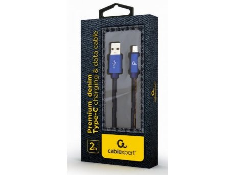 GEMBIRD CC-USB2J-AMCM-2M-BL Gembird Premium jeans (denim) Type-C USB cable with metal connectors, 2 m, blue