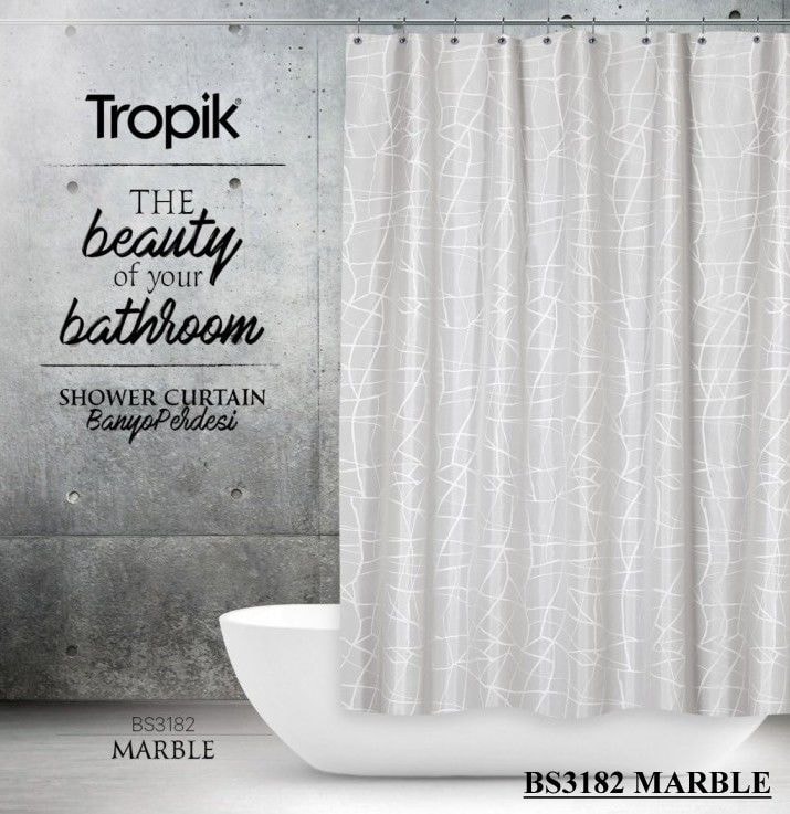 Jednodelna zavesa za kupatilo 180×200 Marble