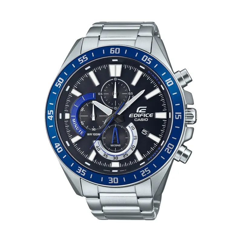 CASIO Edifice Muški ručni sat, Kvarcni mehanizam, Crni brojčanik, EFV-550D-2AVUDF, Srebrna boja