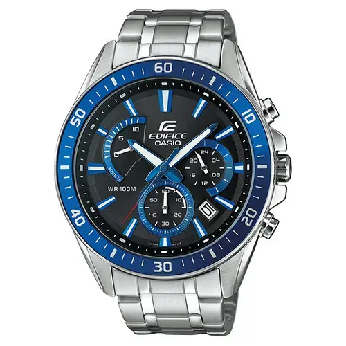 CASIO Edifice Muški ručni sat, Kvarcni mehanizam,Crni brojčanik, EFR-552D-1A2VUDF, Srebrna boja