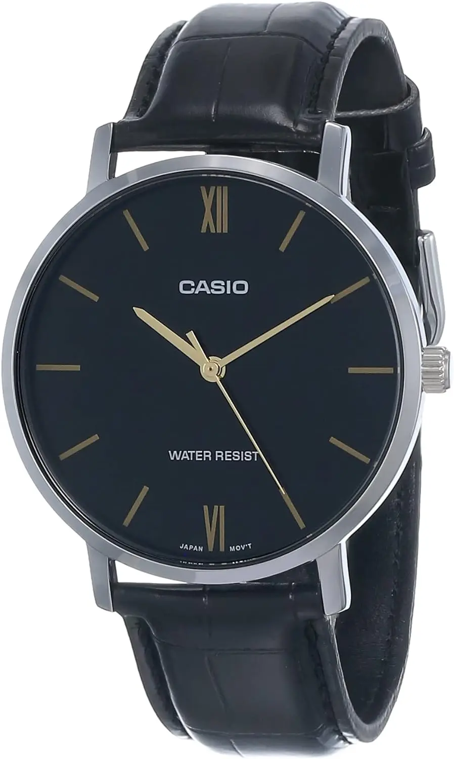 CASIO Muški ručni sat, Kvarcni mehanizam, Crni brojčanik, MTP-VT01L-1BUDF, Crni