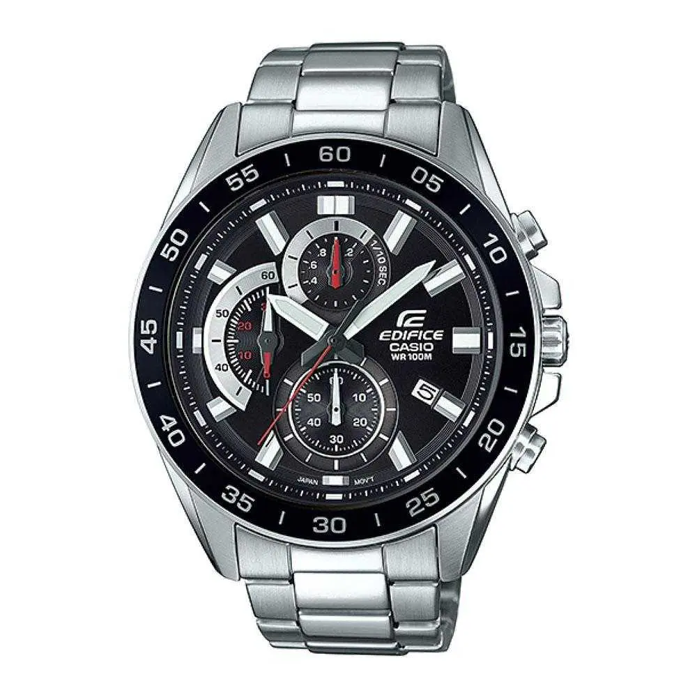 CASIO Edifice Muški ručni sat, Kvarcni mehanizam, Crni brojčanik, EQS-900DB-1AVUDF, Srebrna boja