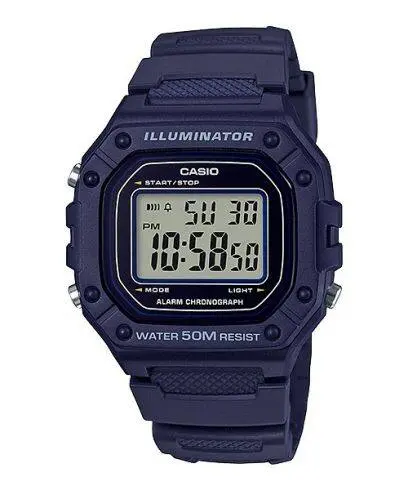 CASIO Muški ručni sat, Kvarcni mehanizam, W-218H-2AVDF, Teget