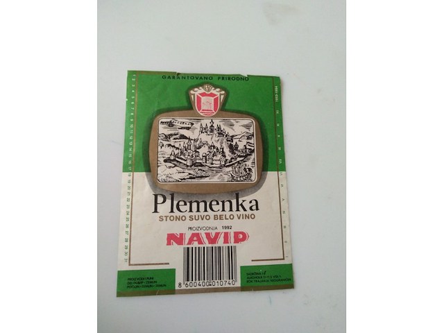 Plemenka vino etiketa  1994.