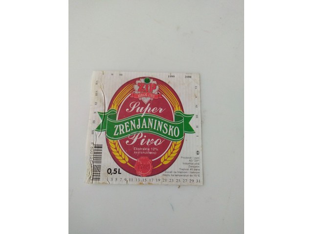 Zrenjaninsko pivo etiketa  1999.