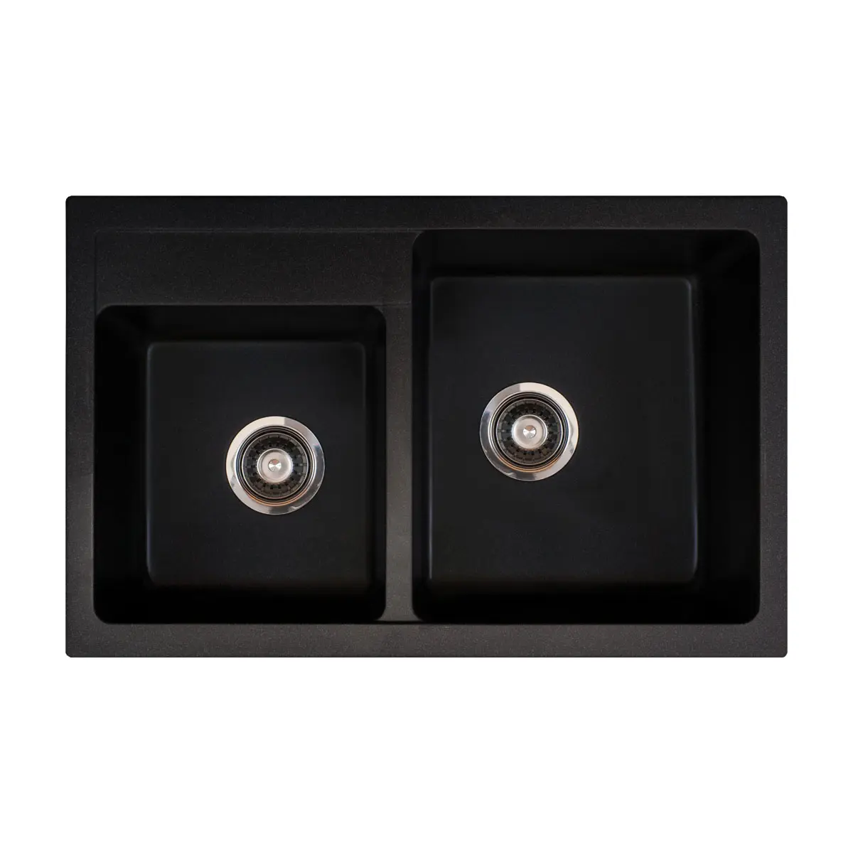 Metalac X Granit Quadro PLUS 2D Usadna kvarcna sudopera, Crna, fi 90 sa sifonom, 780X500 mm