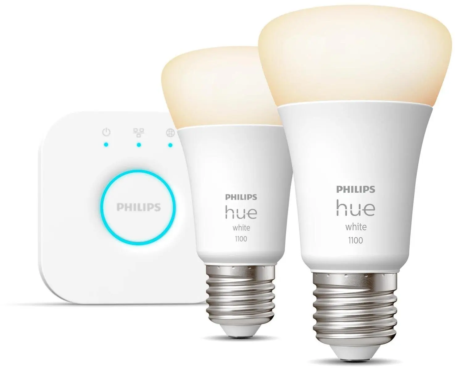 PHILIPS Set dve pametne sijalice + Hue bridge HueW 9.5 W A60 E27 bele