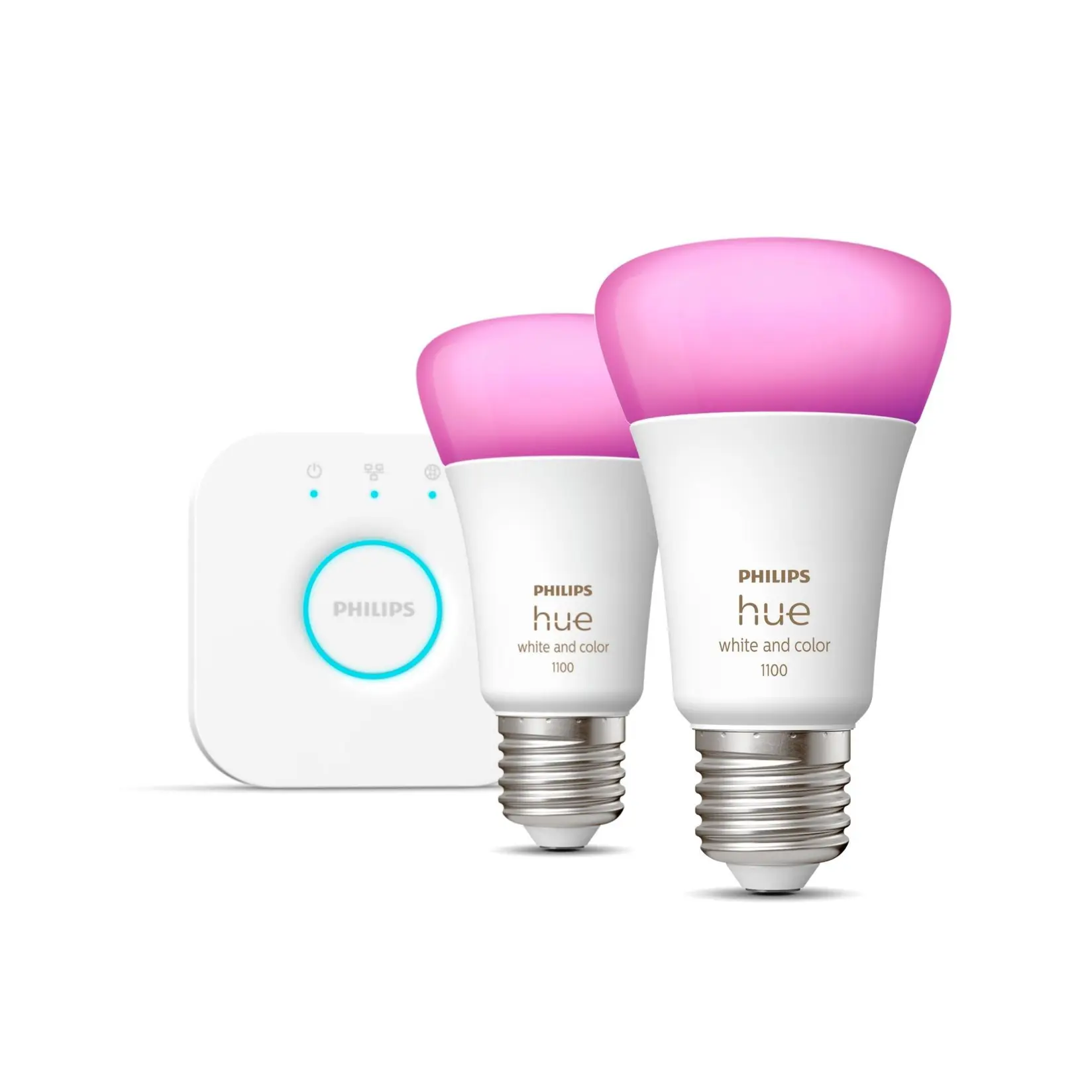 PHILIPS Set dve pametne sijalice + Hue bridge HueWCA 2x9W A60 E27 bele