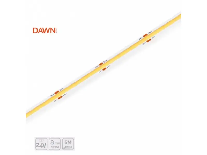 DAWN LED Traka, 24V 9.6W/M 3000K IP20 HL COB WW, 5M, 8MM