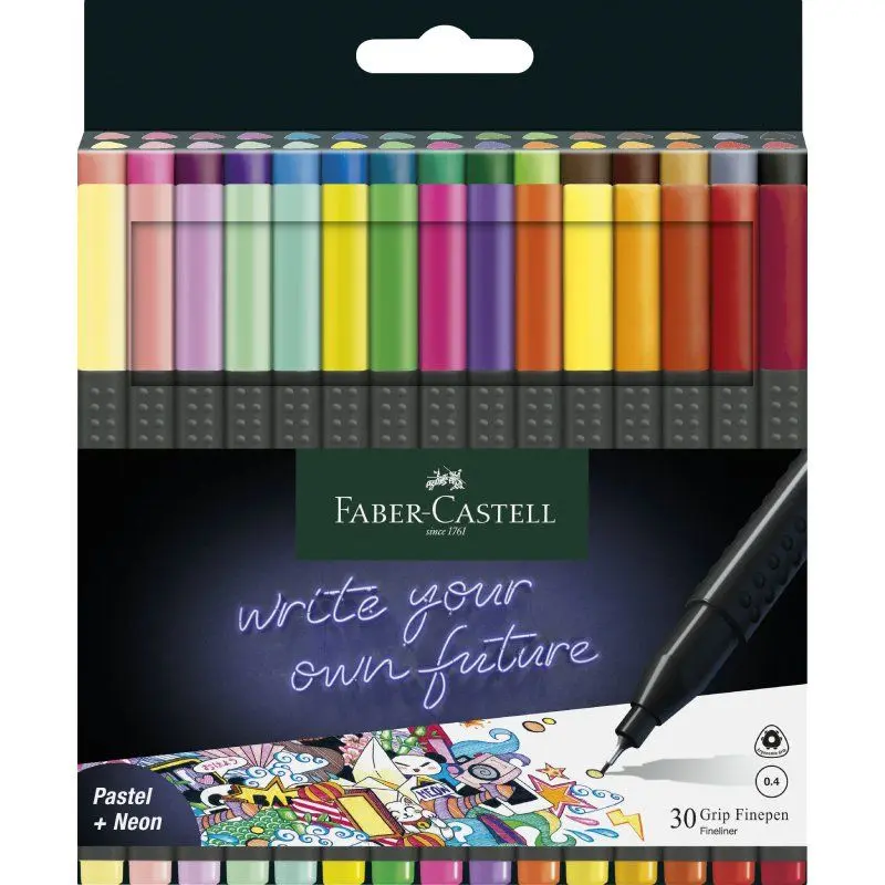 FABER CASTELL Set flomastera/lajnera Grip 30/1 151630 pastel+neon