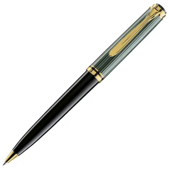Pelikan Souveran K800 Hemijska olovka sa kutijom i kožnom futrolom G30, Zeleno-crna