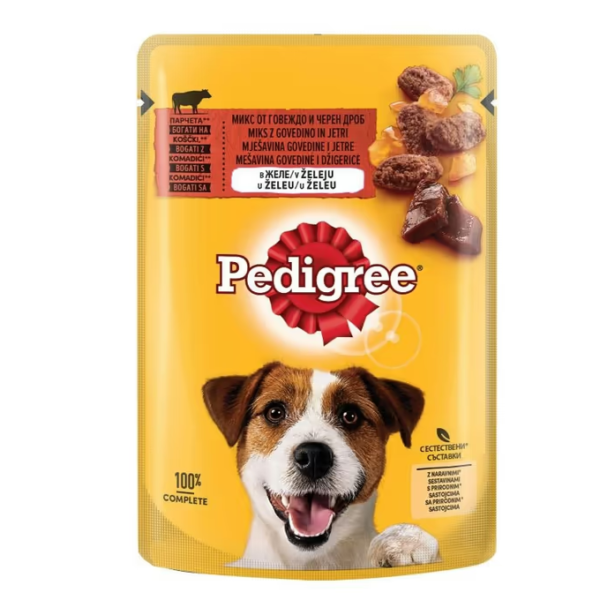 Pedigree kesica za pse adult mešavina govedine i dzigerice u zeleu 100gr