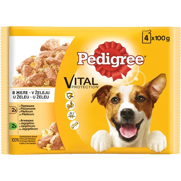 Pedigree multipack za pse adult mesani izbor- piletina, jagnjetina i dzigerica u zeleu 4x100gr