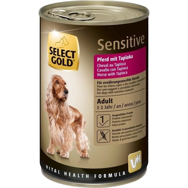 Select Gold Dog Sensitive Adult Konjetina, Tapioka konzerva 400g
