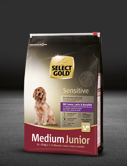 Select Gold Dog Sensitive Med. Junior jag&losos&krompir 12 kg