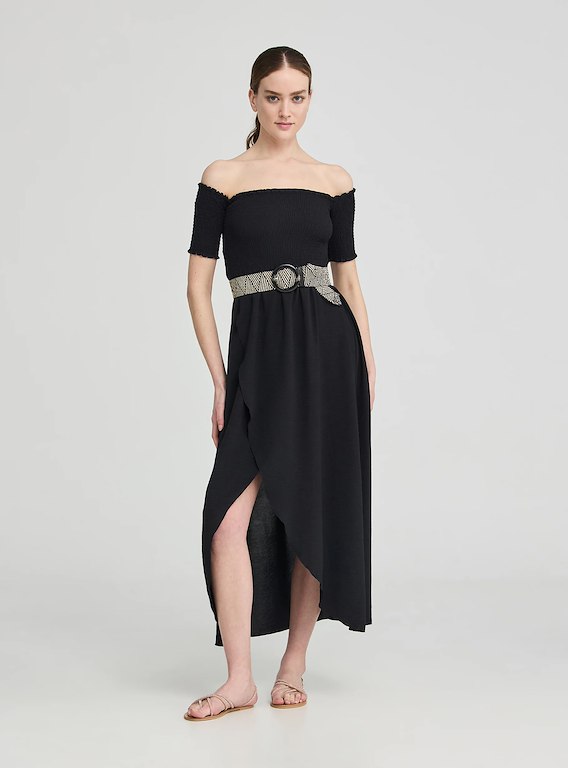 Jednobojna duga haljina Crna