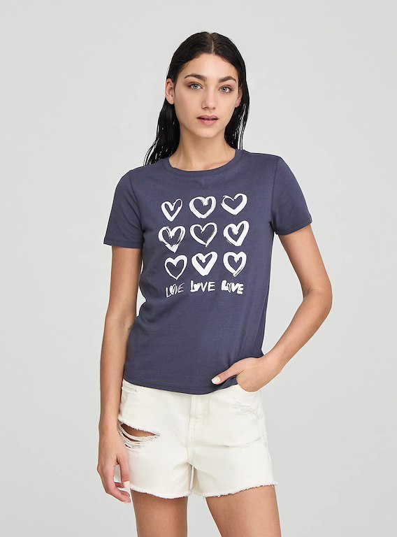 Majica sa printom srca Olovna