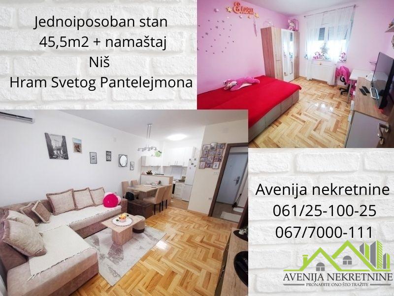 JEDNOIPOSOBAN STAN 45,5m2, HRAM SV.PANTELEJMONA