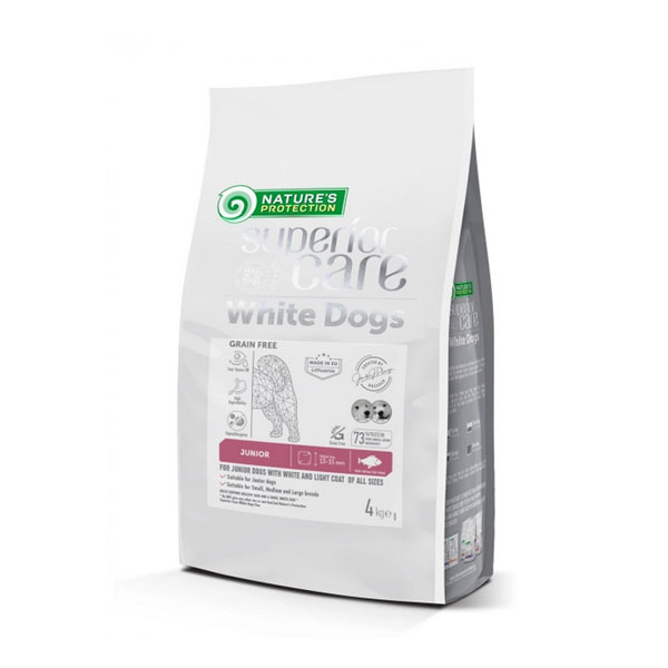 Hrana za štence 4kg Superior White dog Grain Free Riba Medium Natures Protection NP7513021
