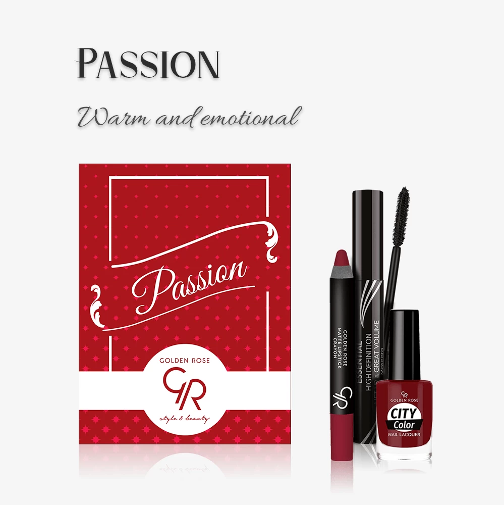 GOLDEN ROSE SET PASSION(RUŽ U OLOVCI+MASKARA ESSENTIAL HIGH DEF.+LAK CITY COLOR)