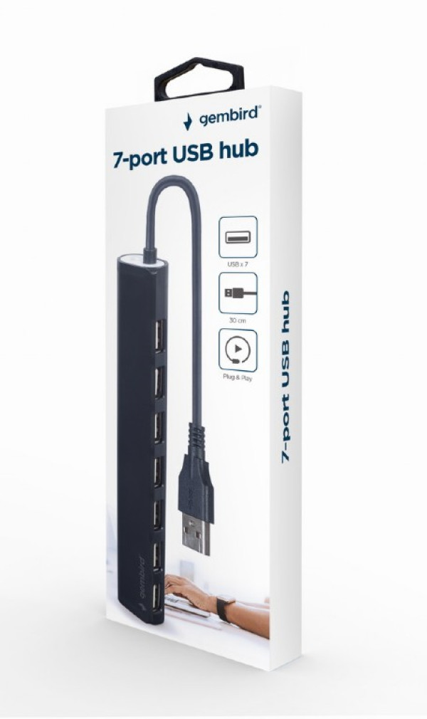 USB 2.0 7-port hub, black ( UHB-U2P7-04 )