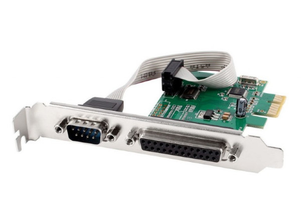 COM serial port + LPT port PCI-Express add-on card, with extra low-profile bracket ( PEX-COMLPT-01 )