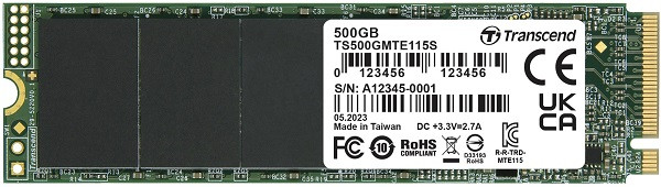 500GB, M.2 2280, PCIe Gen3x4, NVMe, TLC, DRAM-less, Single-sided ( TS500GMTE115S )