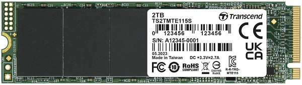 2TB, M.2 2280, PCIe Gen3x4, NVMe, TLC, DRAM-less, Single-sided ( TS2TMTE115S )