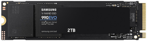 M.2 NVMe 2TB SSD, 990 EVO, PCIe Gen4.0 x4 / 5.0 x2, Read up to 5,000 MB/s, Write up to 4,200 MB/s (single sided), 2280 ( MZ-V9E2T0BW )