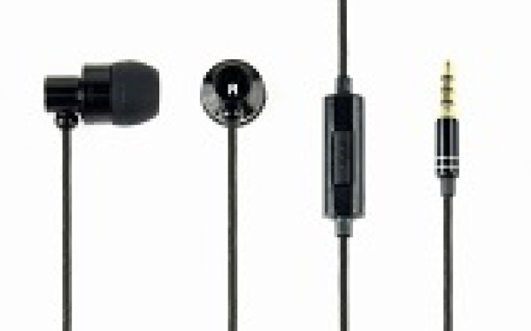 Stereo Metal Earphones with Microphone and Volume Control PARIS, 4-pin 3.5mm Stereo, Black ( MHS-EP-CDG-B )