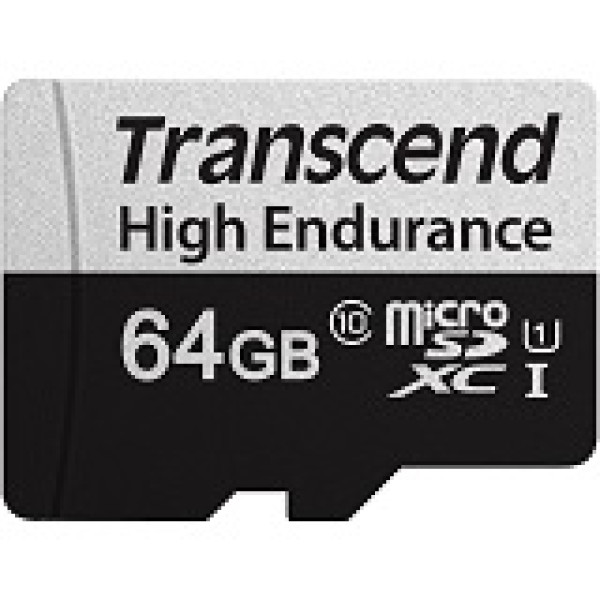 64GB microSD w/ adapter U1, High Endurance, Read/Write 95/45 MB/s ( TS64GUSD350V )