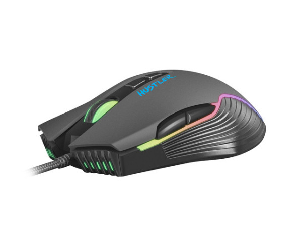 FURY HUSTLER, Gaming Optical Mouse 500-6400 DPI, RGB LED, 7 Buttons, USB, Black, Cable 1,6 m ( NFU-1698 )