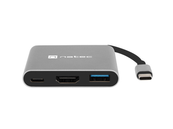 FOWLER MINI, USB-C Multiport Adapter, USB-C to USB-C(PD2.0)/USB3.0/HDMI, M/F, Cable 11cm ( NMP-1607 )