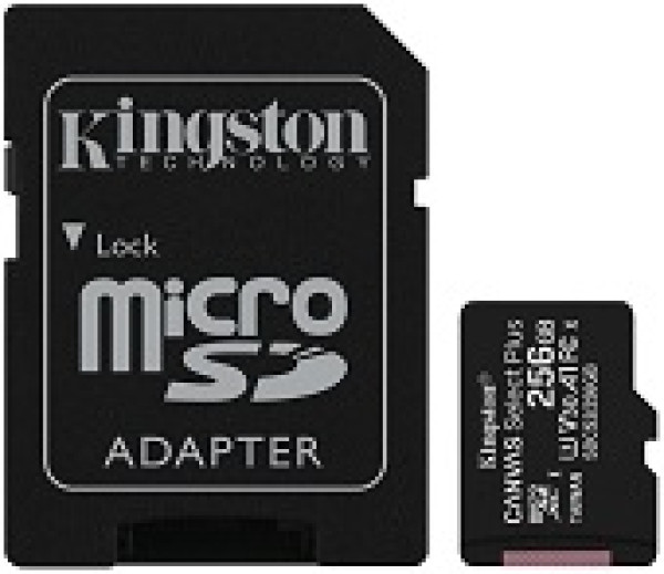 MicroSD 256GB, Canvas Select Plus, Class 10 UHS-I U3 V30 A1, Read up to 100MB/s, Write up to 85MB/s, w/SD adapter ( SDCS2/256GB )