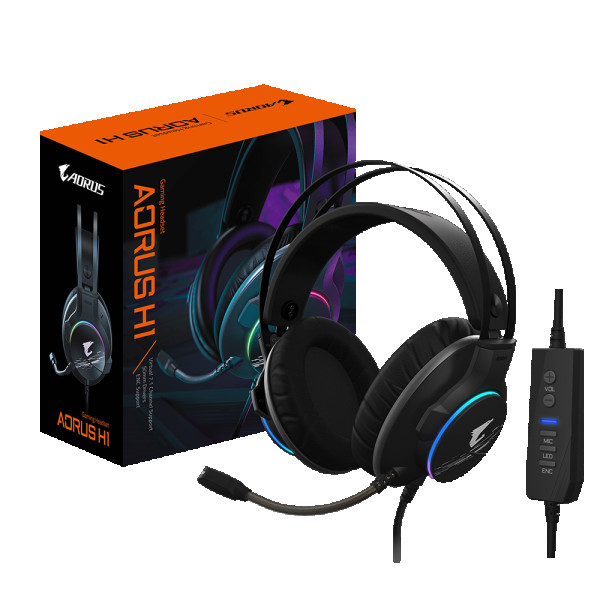 Gaming Headset, Virtual 7.1 Channel Support, 50mm Drivers, RGB Lighting ( AORUS H1 )