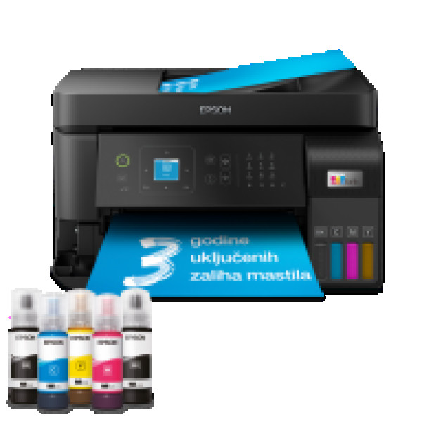 L5590 EcoTank, print-scan-copy-fax, Color, A4, 4800X1200, LAN, Wi-Fi, ADF, LCD, Duplex ( C11CK57403 )