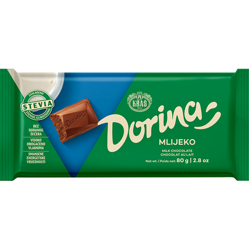 Kraš Dorina mlečna čokolada bez šećera 80g