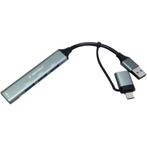 UHB-U3P4-06 Gembird HUB Type-A+C to 3*USB2.0 + 1*USB3.0 Aluminum